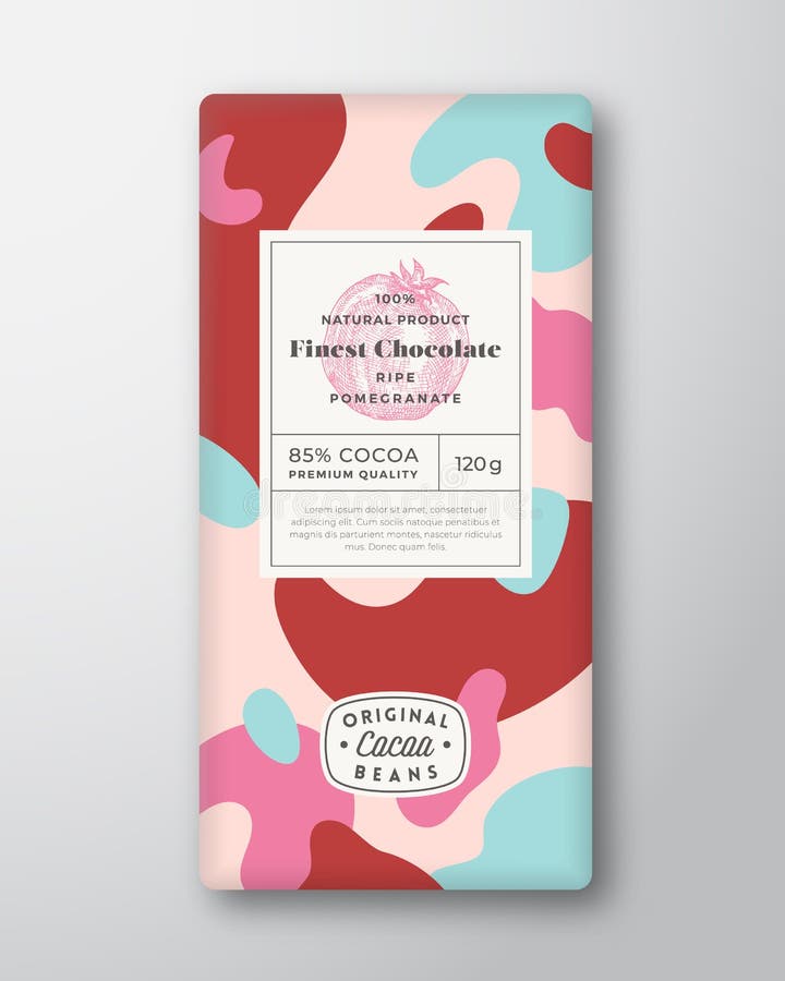 Pomegranate Chocolate Label. Abstract Shapes Vector Packaging Design ...