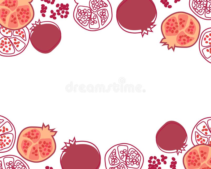Pomegranate Colored and Contours Frame Design EPS Stock Vector ...