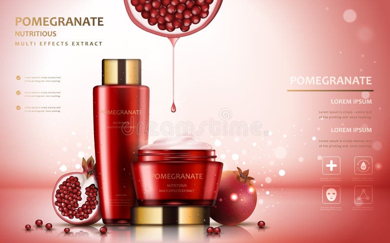 Pomegranate cream ads stock illustration. Illustration of ingredient ...