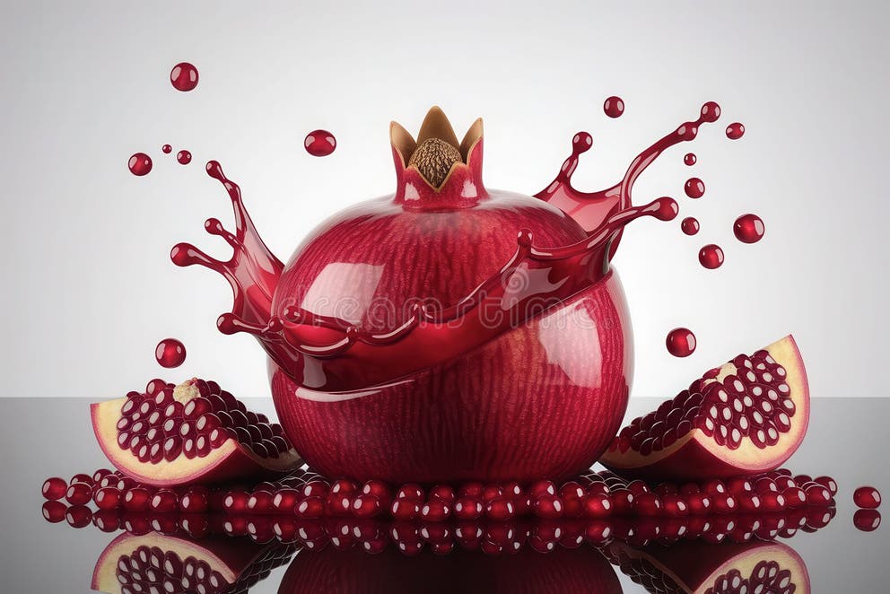 Pomegranate Exploding with Vibrant Seeds Captured in Mid-air during a ...