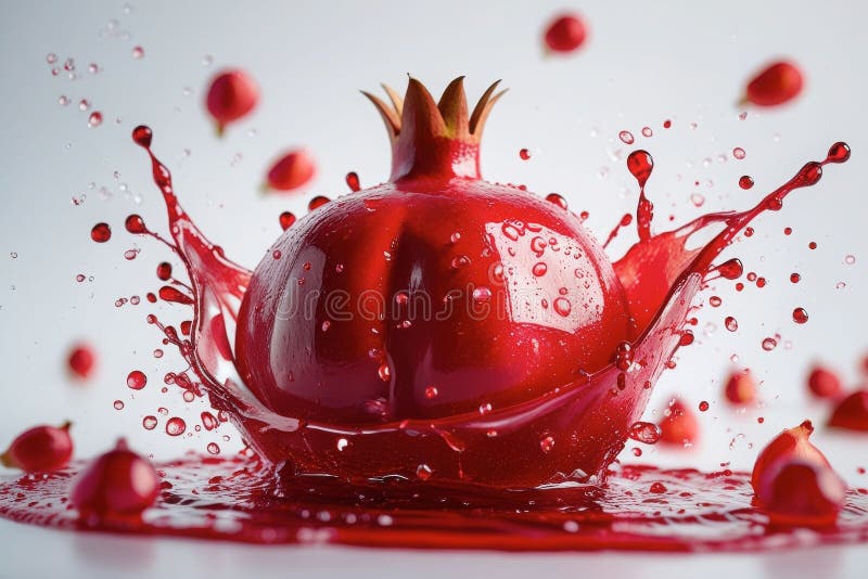 Pomegranate Exploding with Vibrant Seeds Captured in Mid-air during a ...