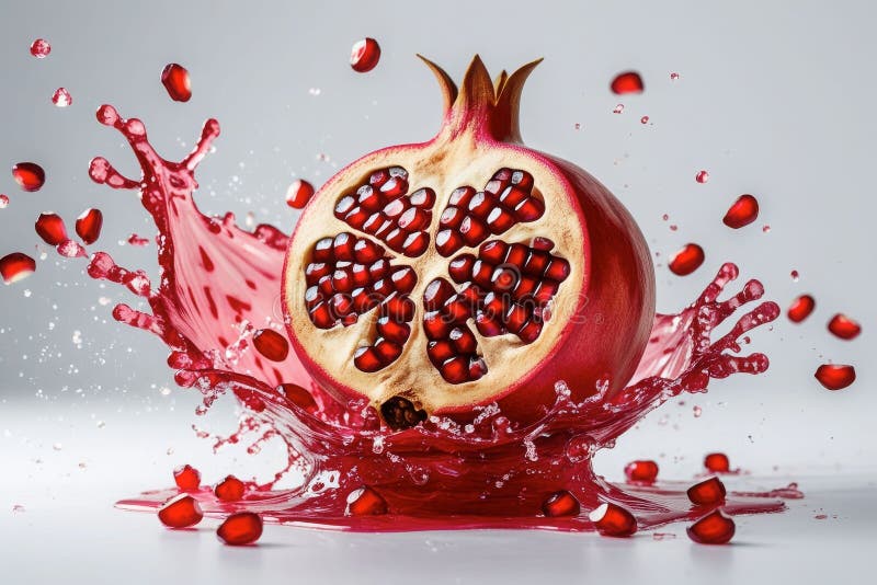 Pomegranate Exploding with Vibrant Seeds Captured in Mid-air during a ...
