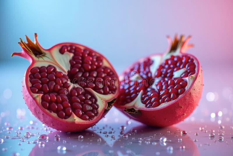 Pomegranate Exploding with Vibrant Seeds Captured in Mid-air during a ...