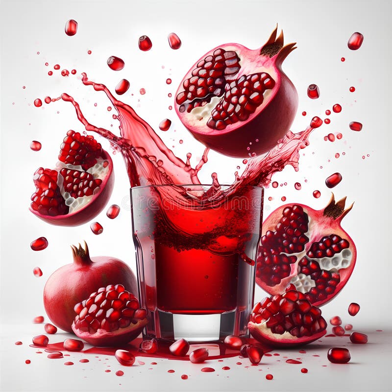 Pomegranate Falling into a Glass of Pomegranate Juice Beautiful Splash ...