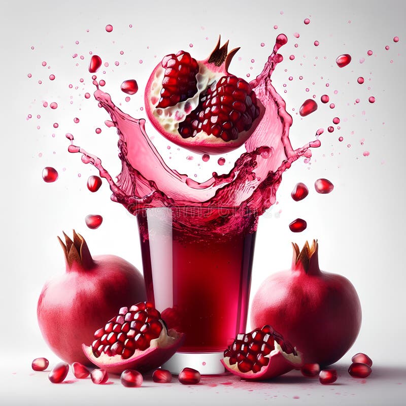 Pomegranate Falling into a Glass of Pomegranate Juice Beautiful Splash ...
