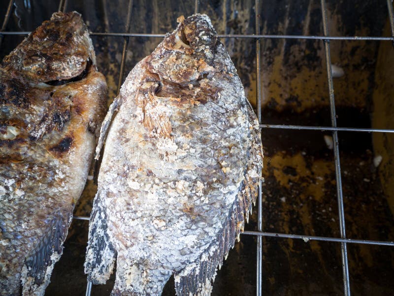 Pomegranate Fish with Salt and Then Burned. the Taste of Fish is Sweet ...
