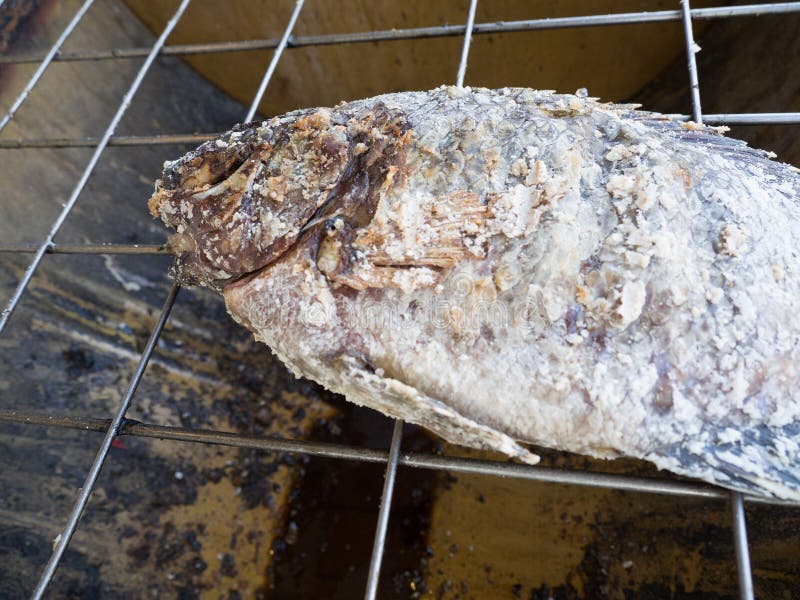 Pomegranate Fish with Salt and Then Burned. the Taste of Fish is Sweet ...