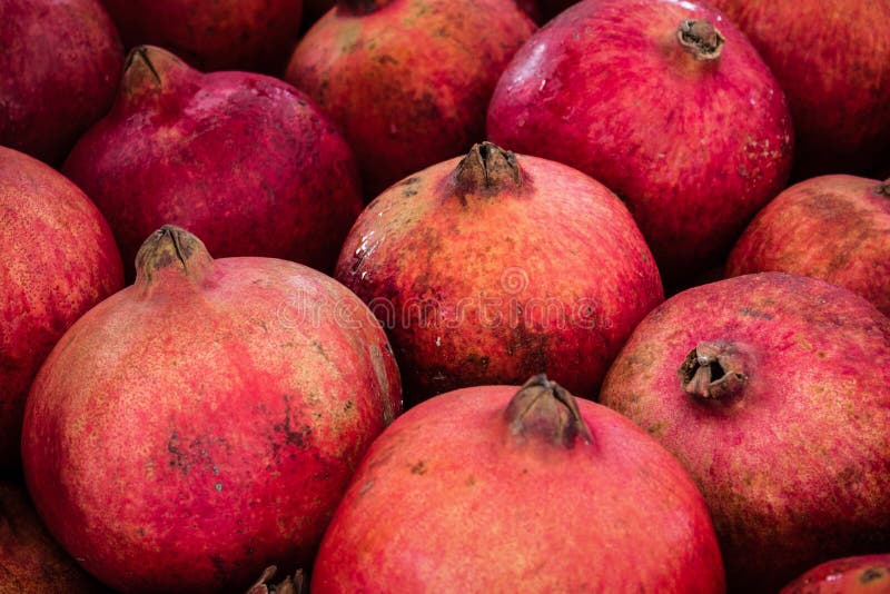 Pomegranate, Grenadine Fruit - Closeup of Pomegranates Stock Photo ...
