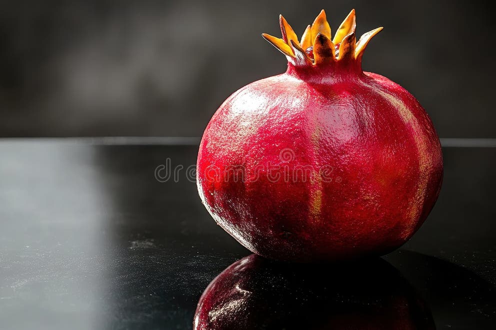 Vibrant Pomegranate Fruit Showcasing Its Rich Color and Crown on a ...