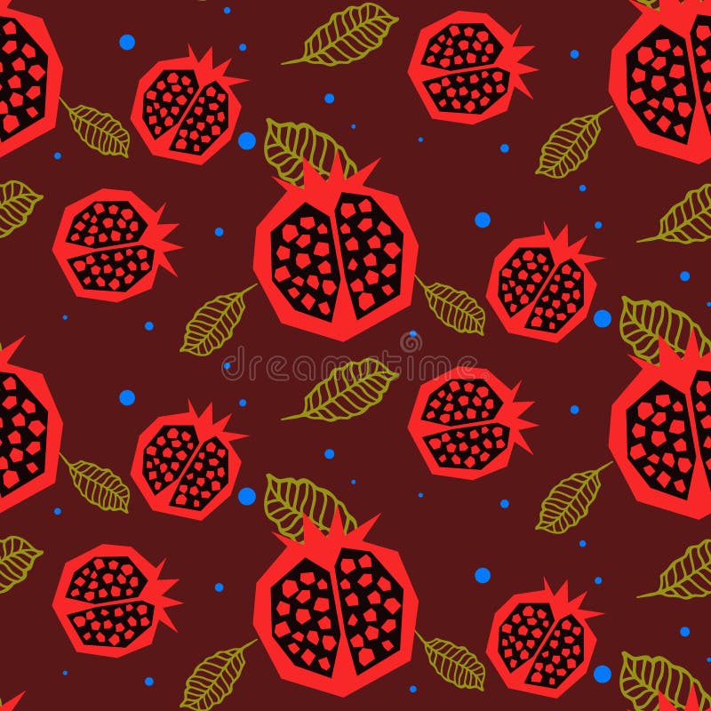 Pomegranate Pattern. Seamless Ornament. Stock Vector - Image: 68129935