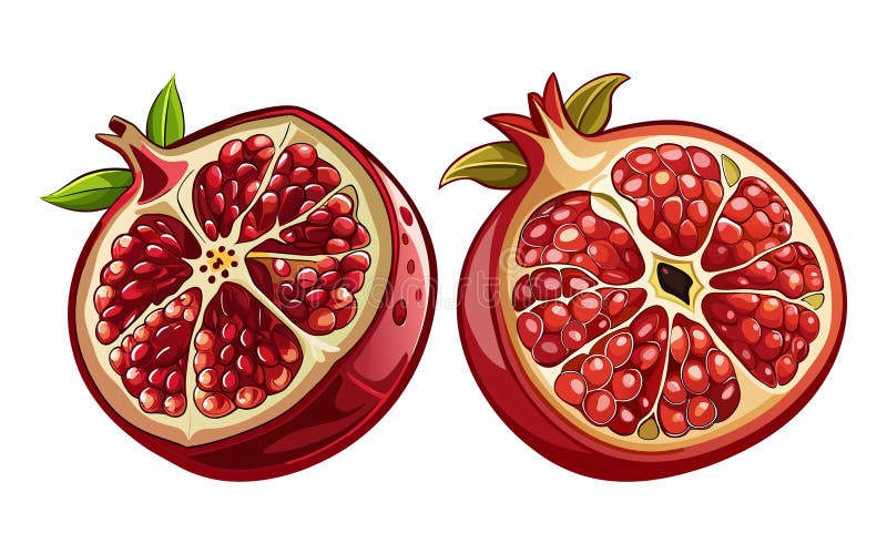 Pomegranate Slice 3d Vector Sticker Design Stock Illustration ...