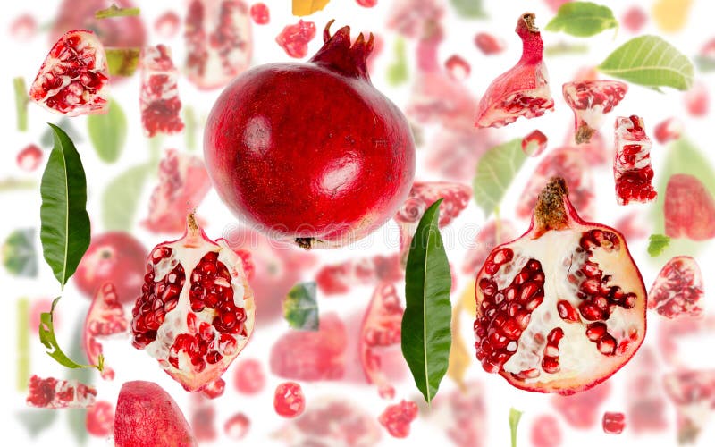 Pomegranate Slice and Leaf Abstract Stock Image - Image of piece, sweet ...