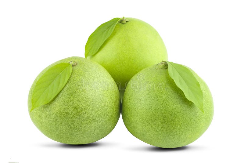 Pomelo Citrus Fruit with Leaves an Isolated on White Background Stock ...
