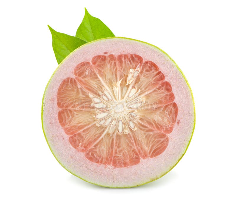 Pomelo Citrus Fruit with Leaves an Isolated on White Background ...