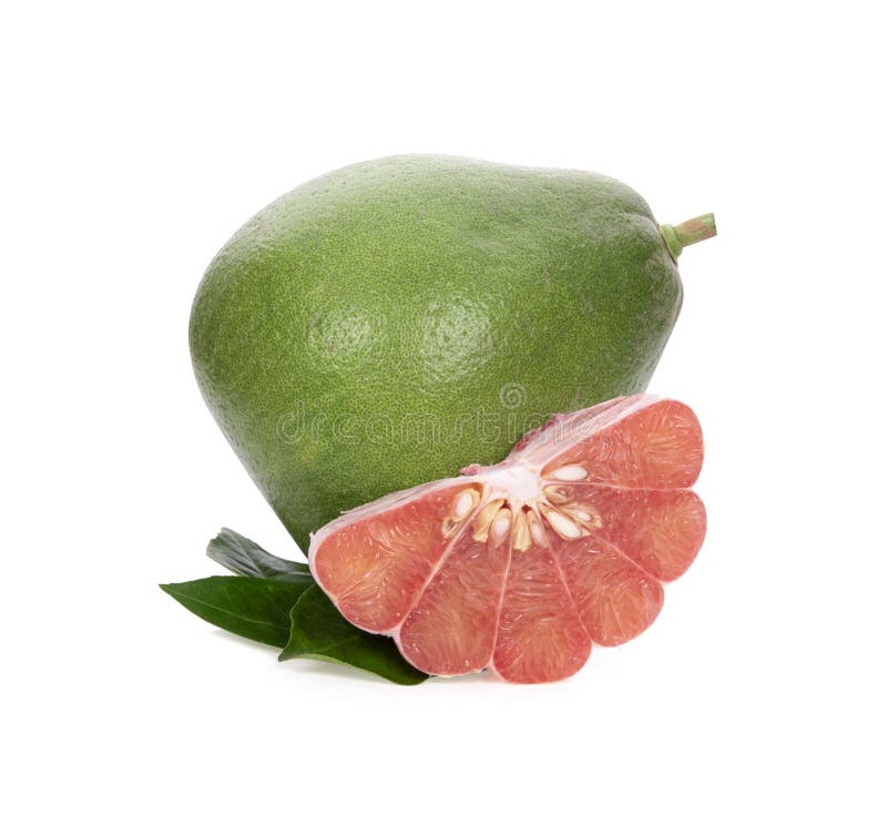 Pomelo Citrus Fruit with Leaves Isolated on White Background Stock ...