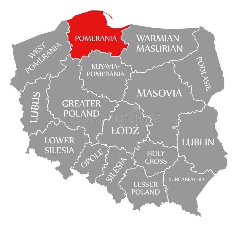 Map of Poland - Pomerania stock illustration. Illustration of umber ...