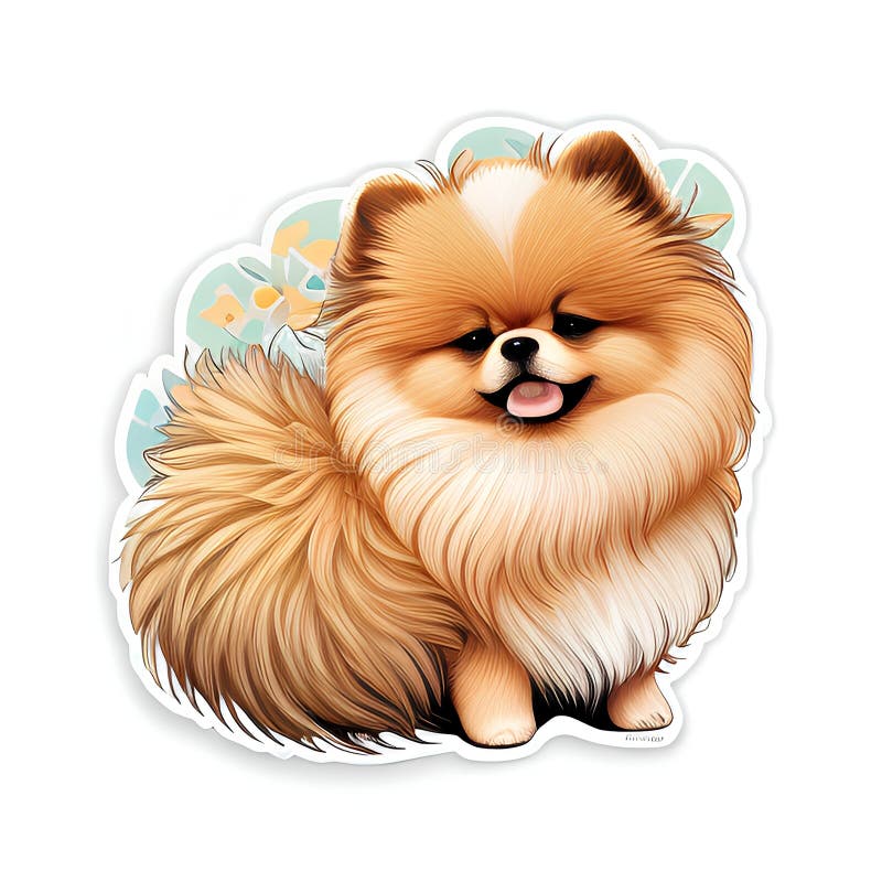 Pomeranian Dog. Cute Black and White Pomeranian Dog Stock Illustration ...