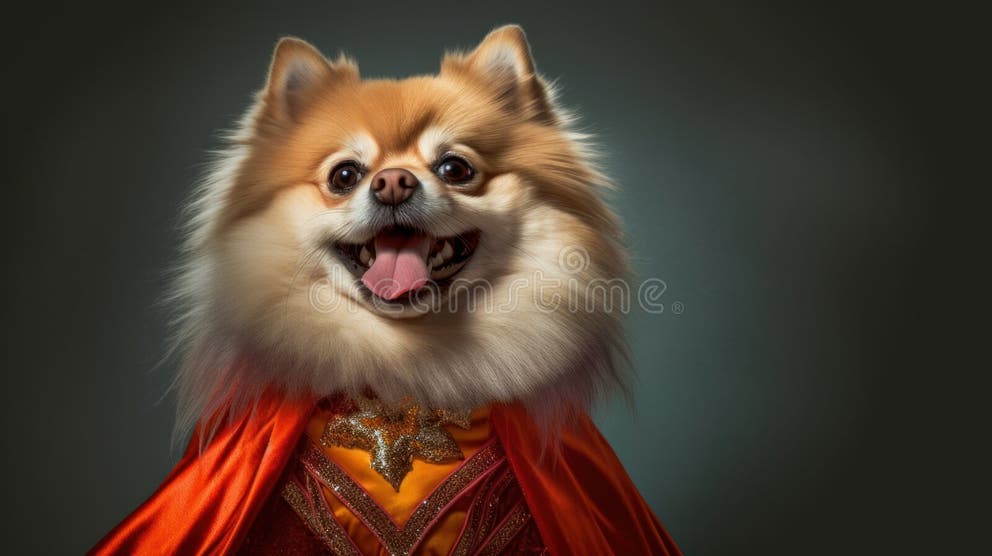 Pomeranian Hero Super Powers in a Small Package - Generative AI Stock ...
