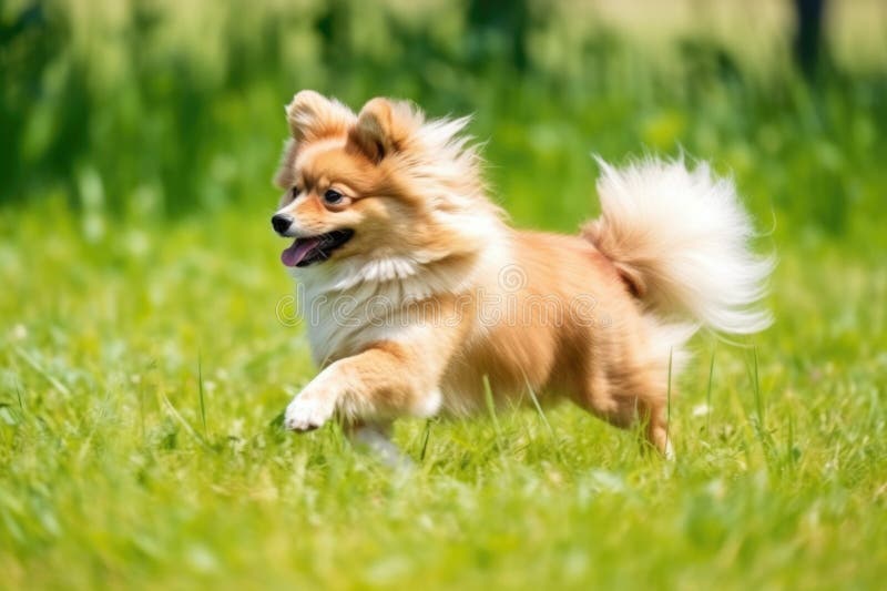 A Pomeranian Playfully Chasing Its Fluffy Tail Stock Image - Image of ...