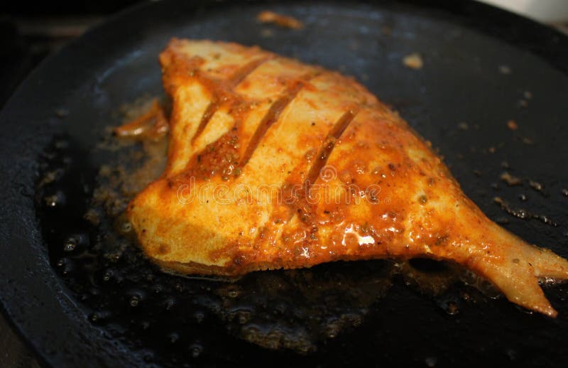 Pomfret Fish Getting Shallow Fried Stock Image - Image of pomfret ...