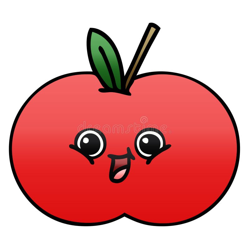 Pomme Rouge De Bande Dessin?e Ombrag?e Par Gradient Illustration de ...