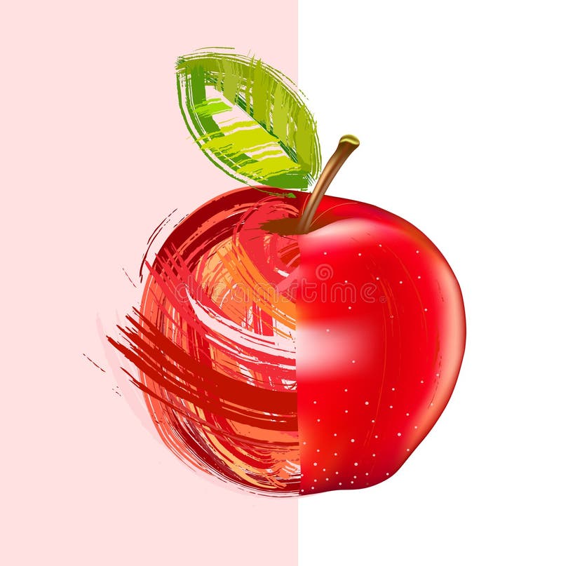 Pomme rouge de dessin illustration de vecteur. Illustration du dessin ...