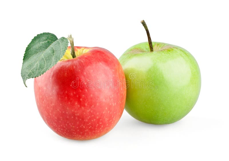 Pomme Verte Avec Les Lames Et La Petite Pomme Rouge Photo stock - Image ...