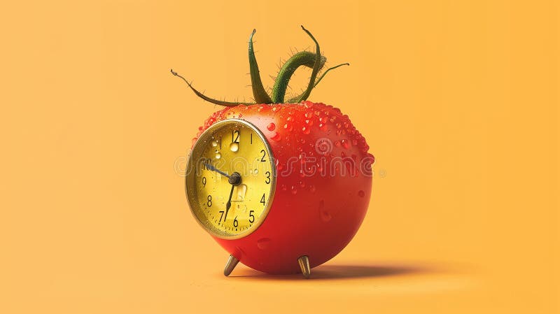 Pomodoro Method, Planning. Clock that Looks Like Tomato. Yellow Orange ...