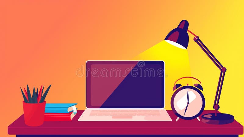 Pomodoro Method, Planning. Clock on the Office Desk with Laptop. Copy ...