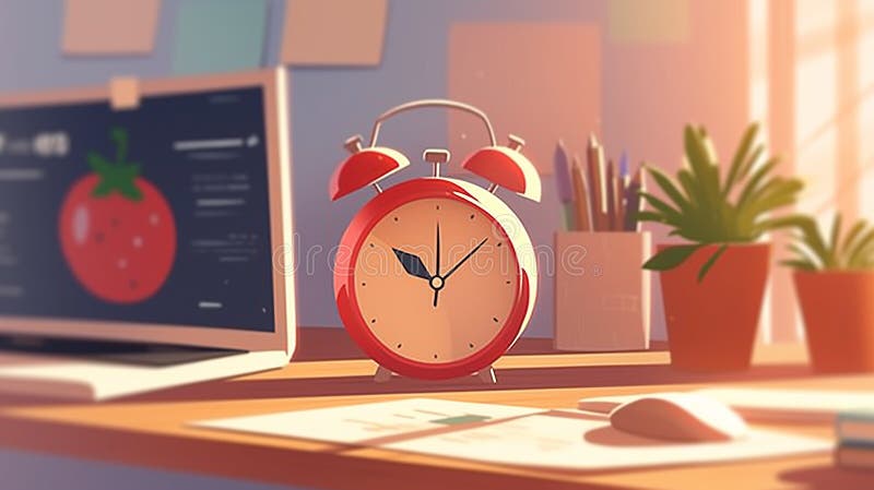 Pomodoro Method, Planning. Tomato Clock on the Office Desk with Laptop ...