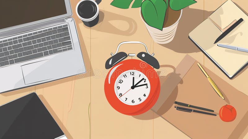 Pomodoro Method, Planning. Tomato Clock on the Office Desk with Laptop ...