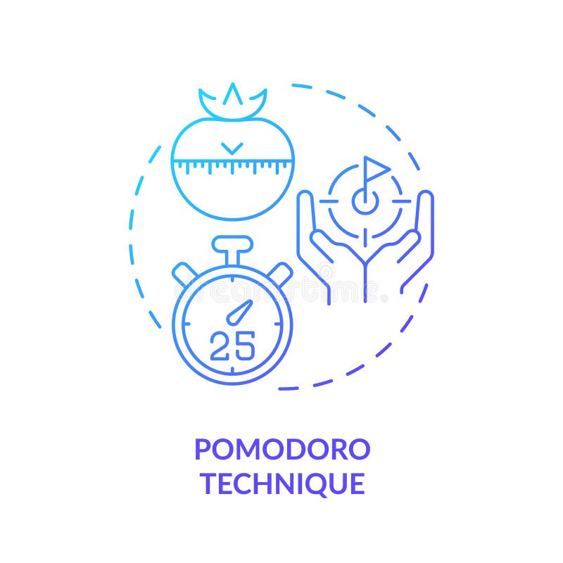 Pomodoro Technique Blue Gradient Concept Icon Stock Vector ...