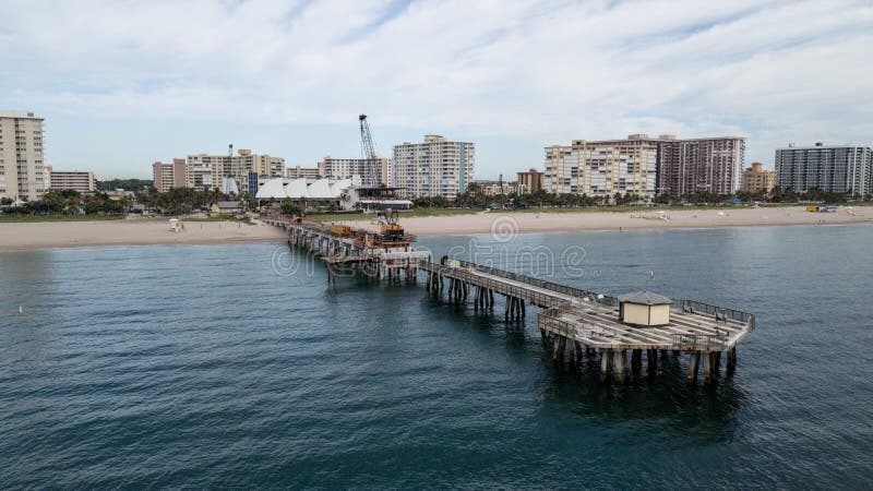 Pompano Beach Florida Pier Construction Stock Photo - Image of point ...