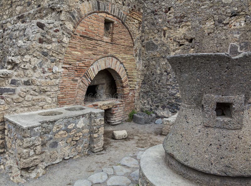 Ruins Of Bakery In Pompeii, Italy Stock Image - Image of oven, bakery ...