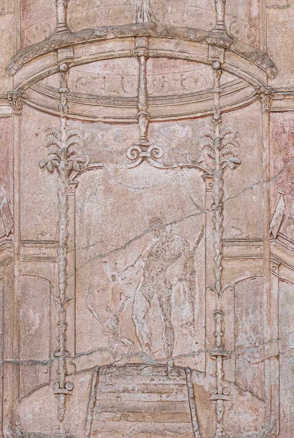 Pompeii, Italy. Bas Relief on Wall of Old Building Editorial Photo ...