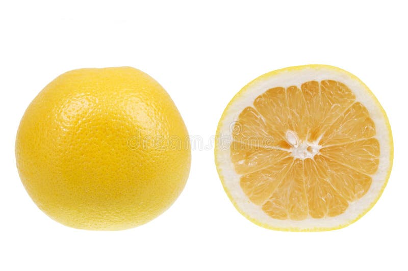 Pompelmo Giallo Isolato Sopra Bianco Immagine Stock - Immagine di ...