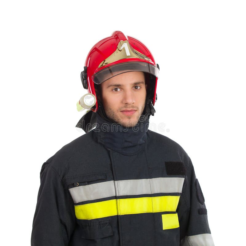 Pompier Dans Le Casque Rouge Photo stock - Image du masculin, casque ...