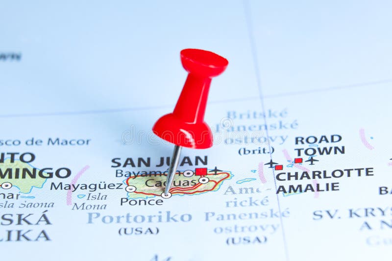 Ponce, Puerto Rico Pin on Map Stock Image - Image of america ...