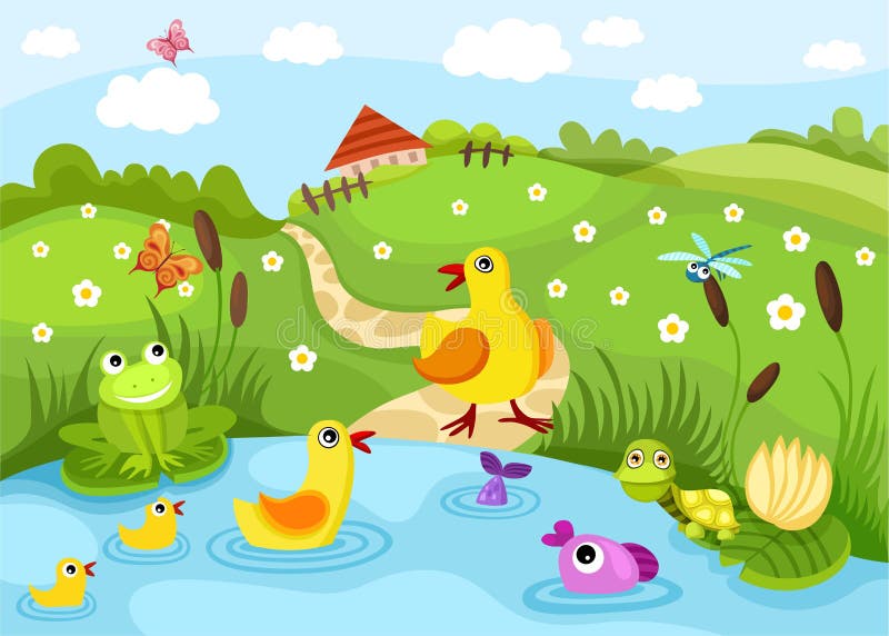 Pond stock vector. Illustration of vector, pondlife, fish - 15270725