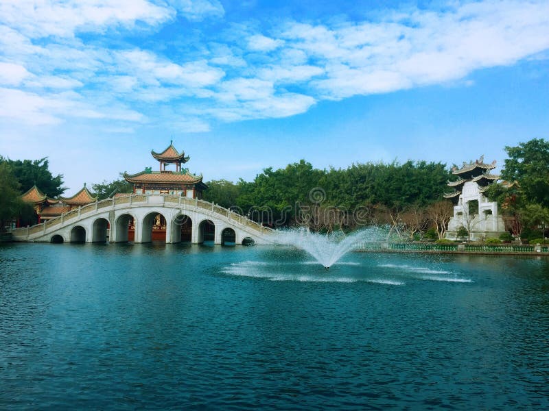 Bridge and fountain stock photo. Image of building, fountain - 110980614
