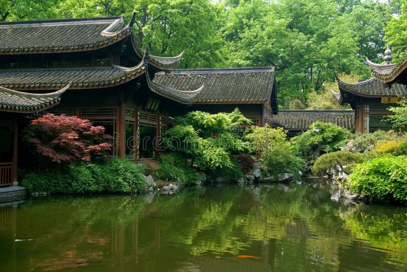 Pond in Classic Chinese Garden Stock Photo - Image of garden, stone ...