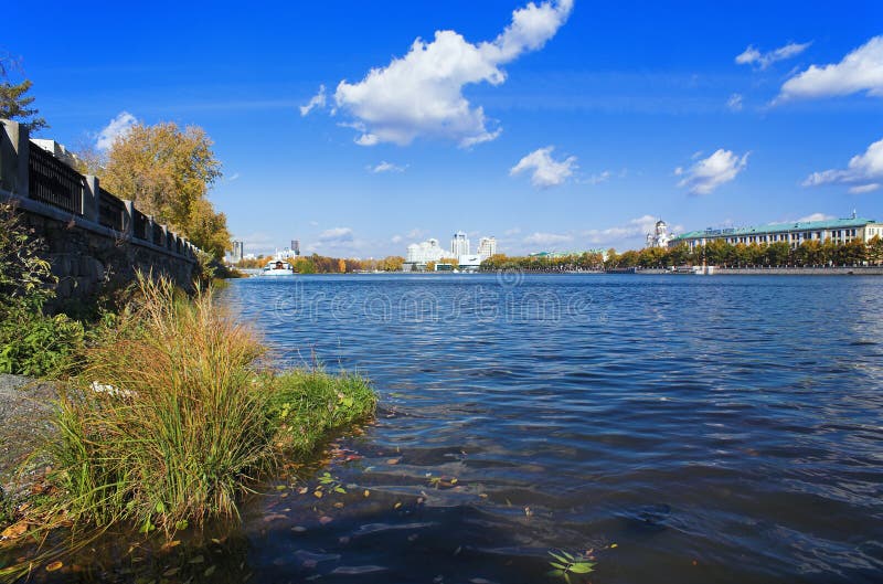 Embankment pond stock photo. Image of russia, river, psyrtskha - 61235926