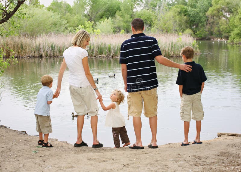 Pond Family stock image. Image of caucasian, children - 7744417