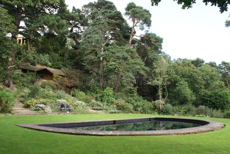 Pond in a garden stock image. Image of pond, trees, view - 68564317