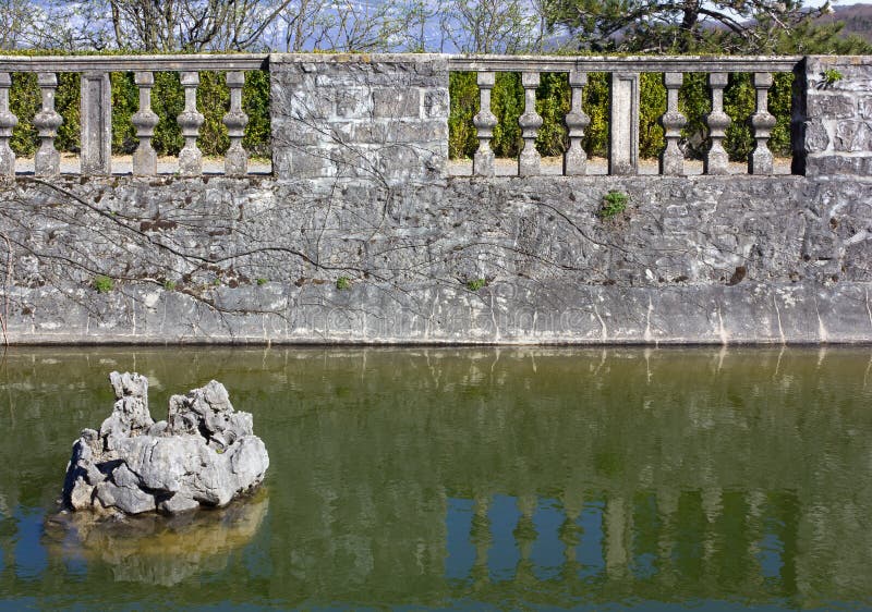Pond in a Garden stock photo. Image of balustrade, parapet - 53873692