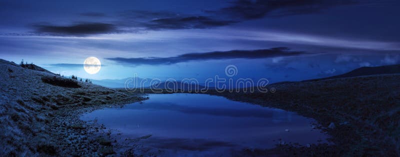 Pond on a High Altitude Meadow at Night Stock Image - Image of ...