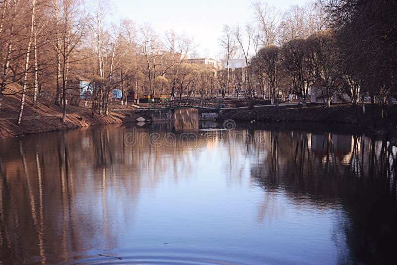 Pond landscape spring park stock image. Image of green - 47342295