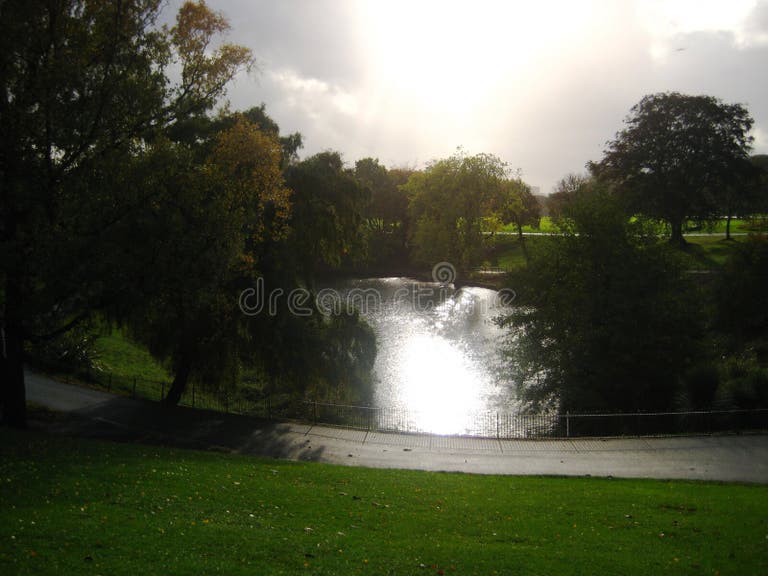 Pond in local park stock image. Image of season, pond - 236397825