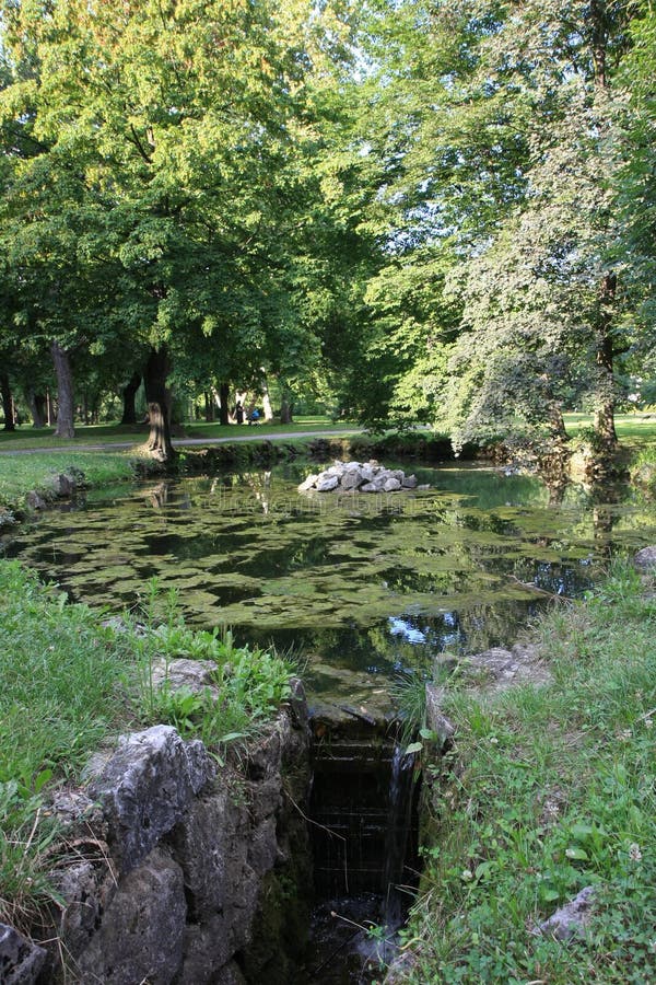 Pond in the park stock image. Image of park, trees, surface - 37517477