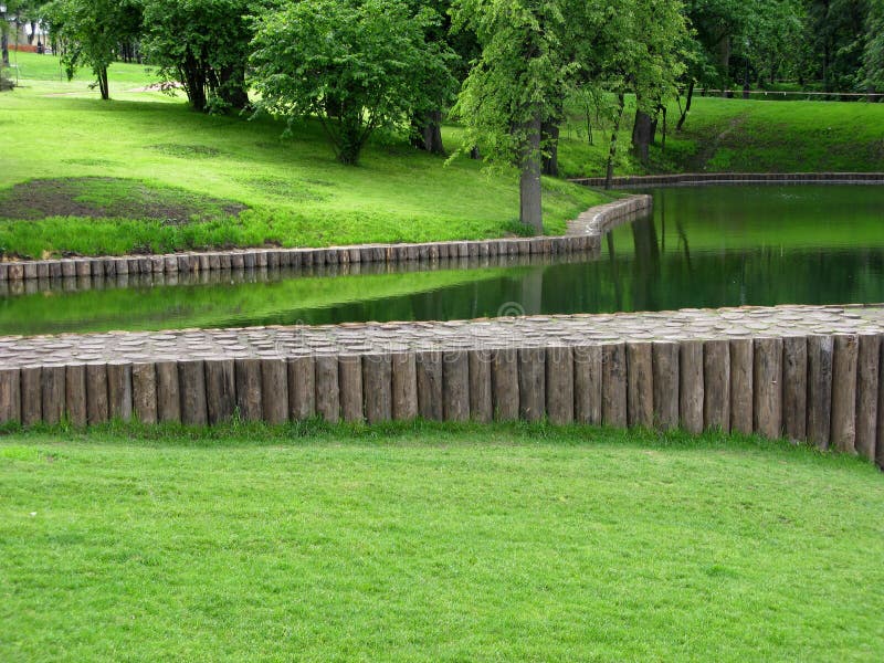 Pond in Park with Water Dam Stock Photo - Image of reclamation, outdoor ...